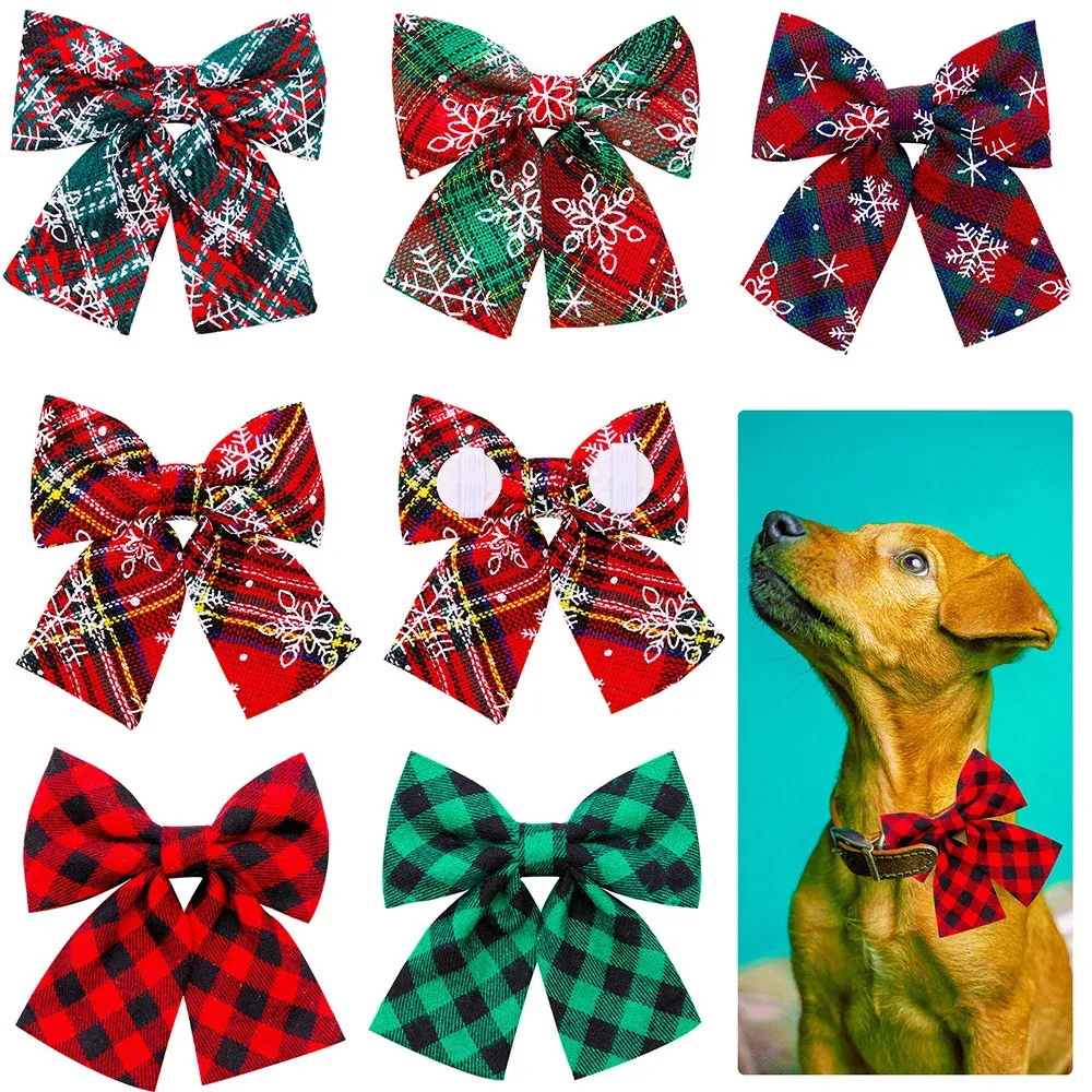Christmas Dog Bowties - 20 Large Removable Pet Collar Bows for Festive ...