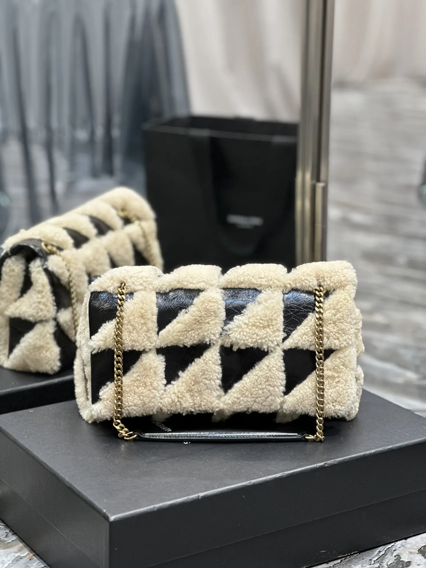 Wool shoulder bag crossbody small vintage flap handbag with hasp ...