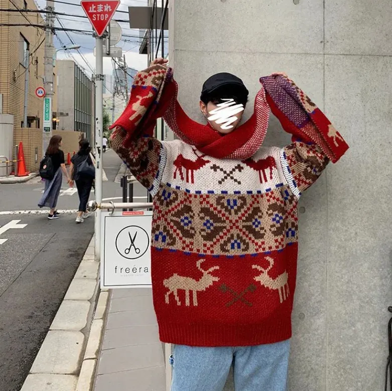 Premium Thick Winter Sweater: Red O-Neck, Loose Fit - Shop Now! Best ...