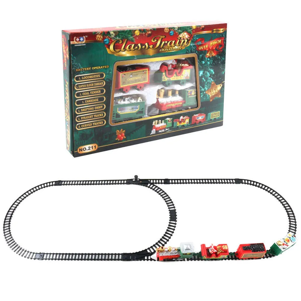 Electric Christmas Train Set Realistic Xmas Tree Train Decoration For ...