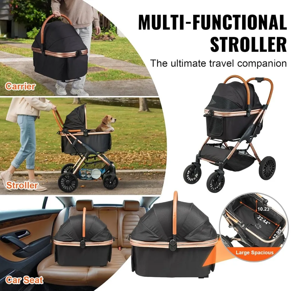 DHgate.com:Black 4-Wheel Dog Stroller with Brake Rotation, 66lb ...