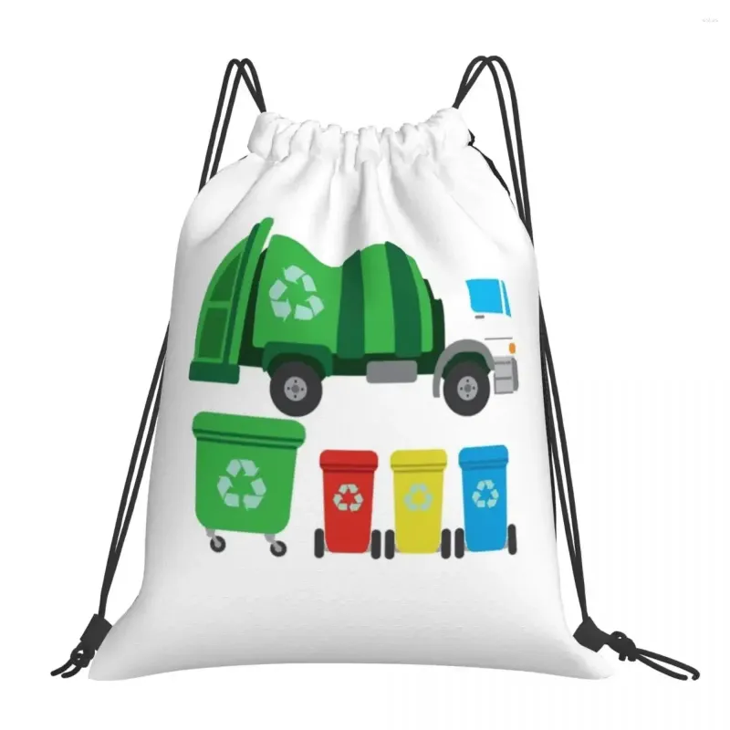 Garbage Truck Recycling Drawstring Backpack Portable Drawstring Bag ...