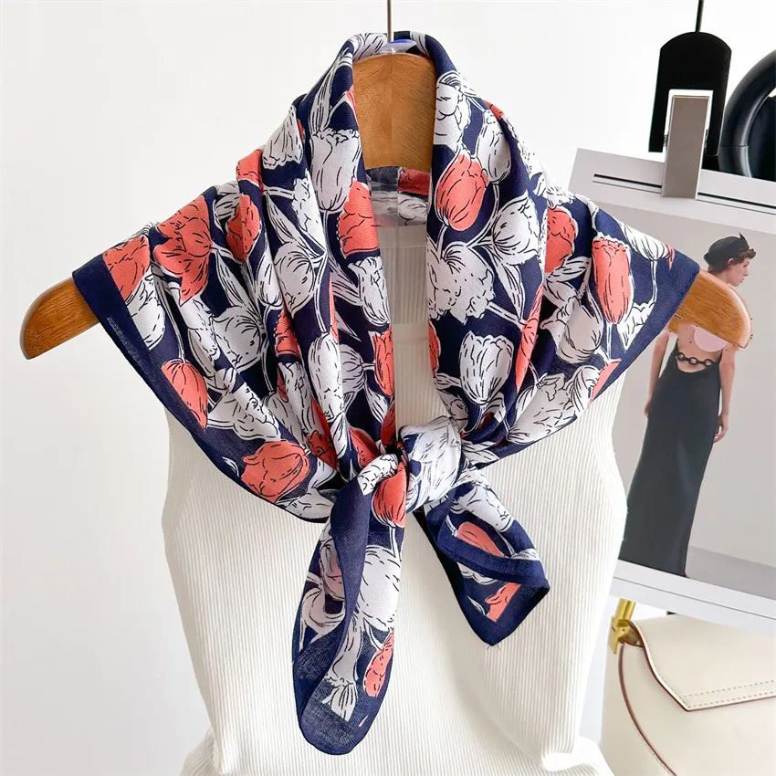 Womens Neck Scarves Elegant Lightweight Fashion Scarf In Soft Cotton Linen Blend, Thin Neck ...