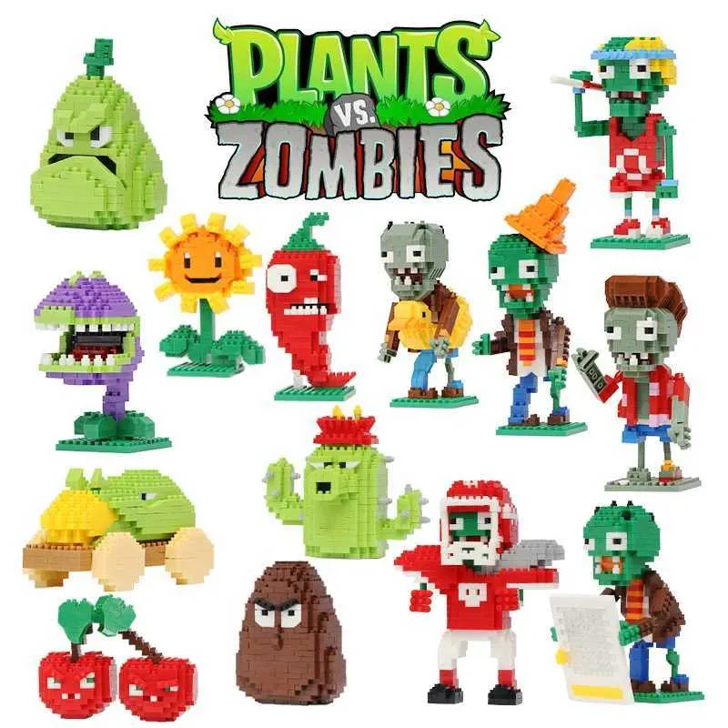 Mini Dino Blocks Set Plants Vs Zombies Peashooter, Sunflower Chomper ...