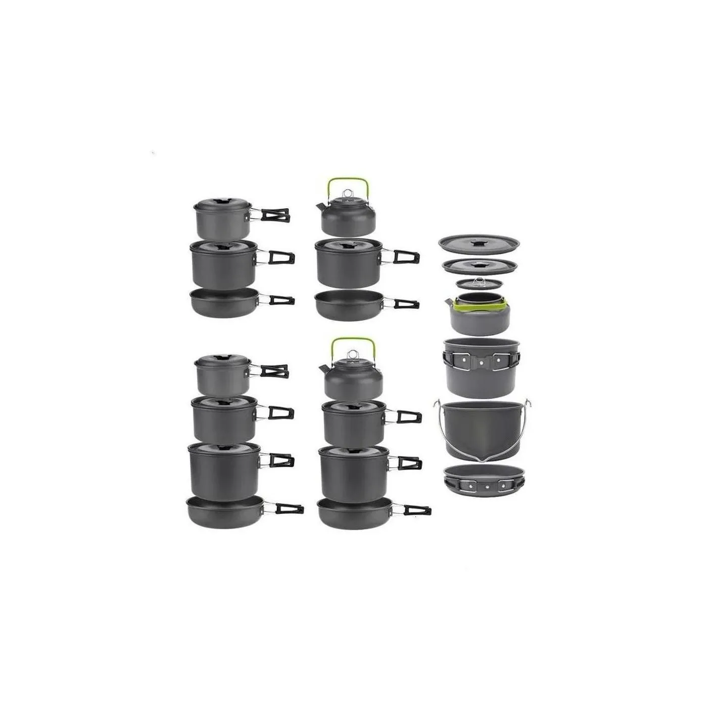 17 Person Camping Cookware Set Portable Pots And Pans With Carrying Bag ...