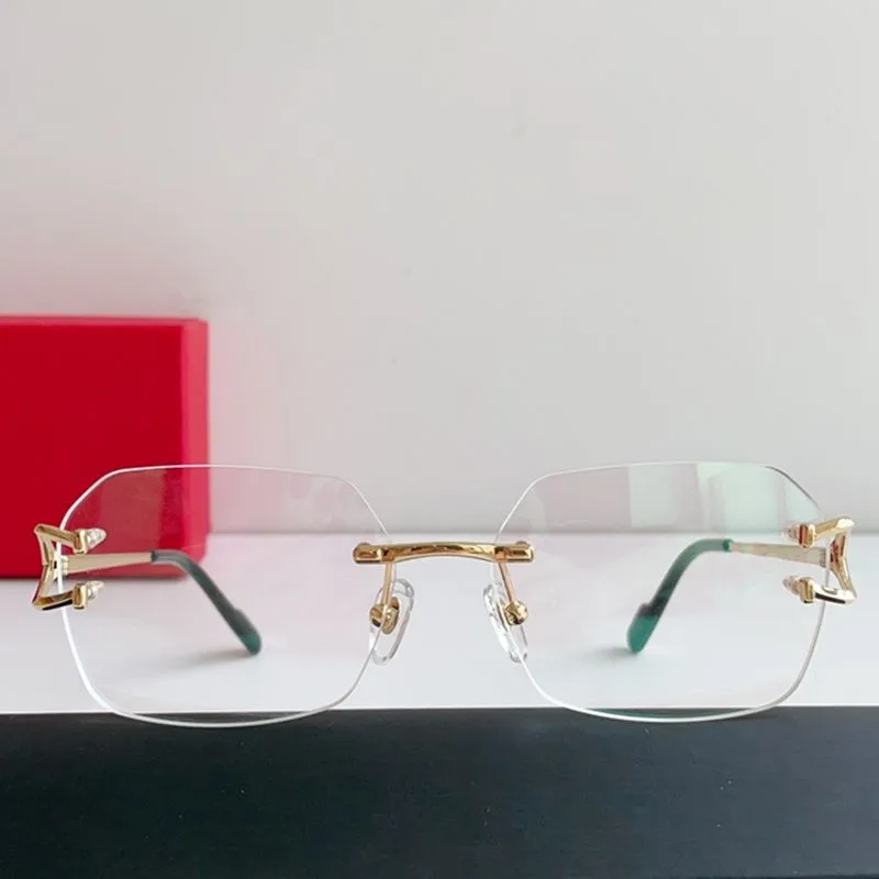 Luxury French Titanium Big Rimless Square Glasses for Women S0416 ...