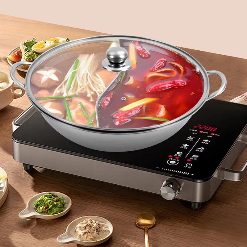 34cm Divided Hot Pot: Premium Stainless Steel Shabu Shabu Pot with Heat ...