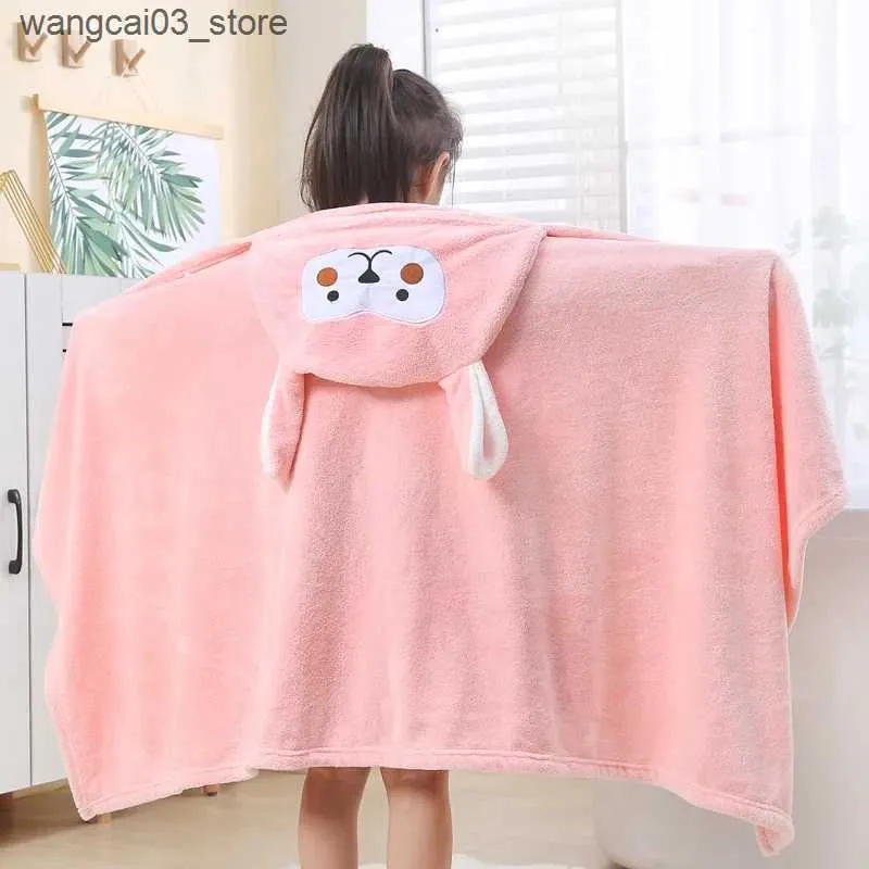 Childrens Hooded Blanket Cartoon Bathrobe: Fleece Swaddle Blanket ...