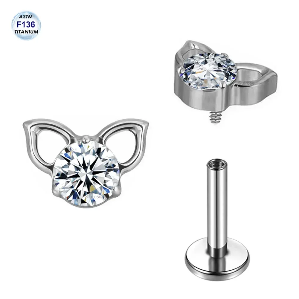 Titanium Crystal Nose Piercing Studs - Labret, 4-10mm, Elegant Body ...