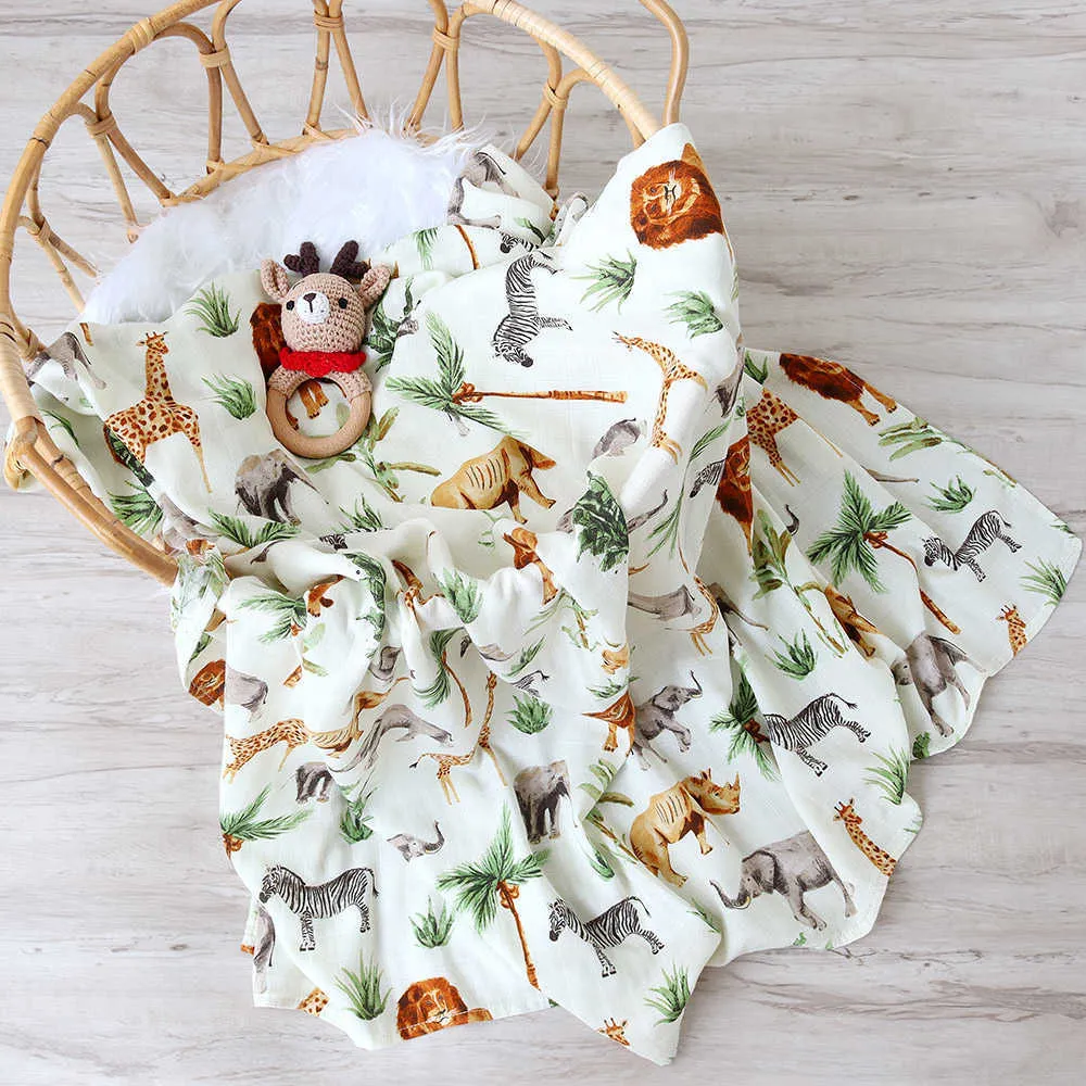 Premium Muslin Swaddle Blanket: Bamboo Cotton Blend, Floral Design, 2 ...