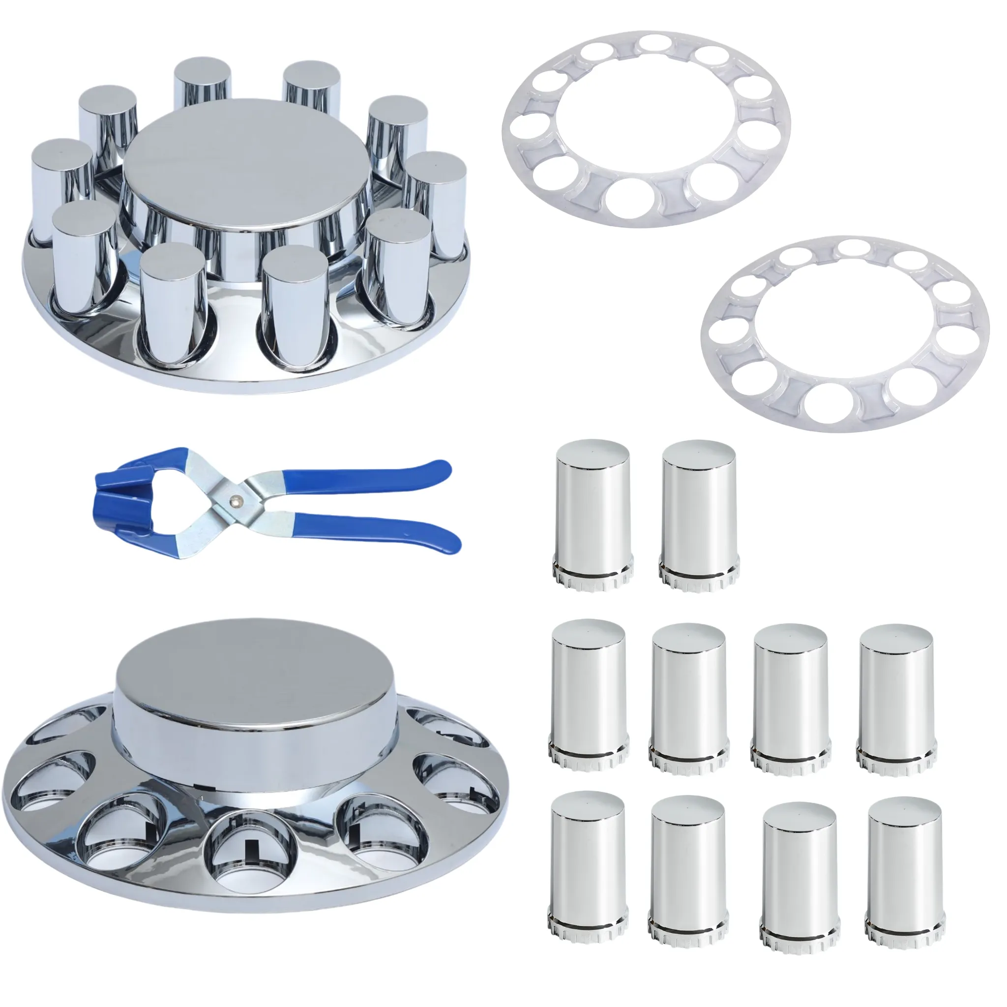 Chrome ABS Front Axle Cover Kits for Semi Trucks - 33mm Flange Nuts ...
