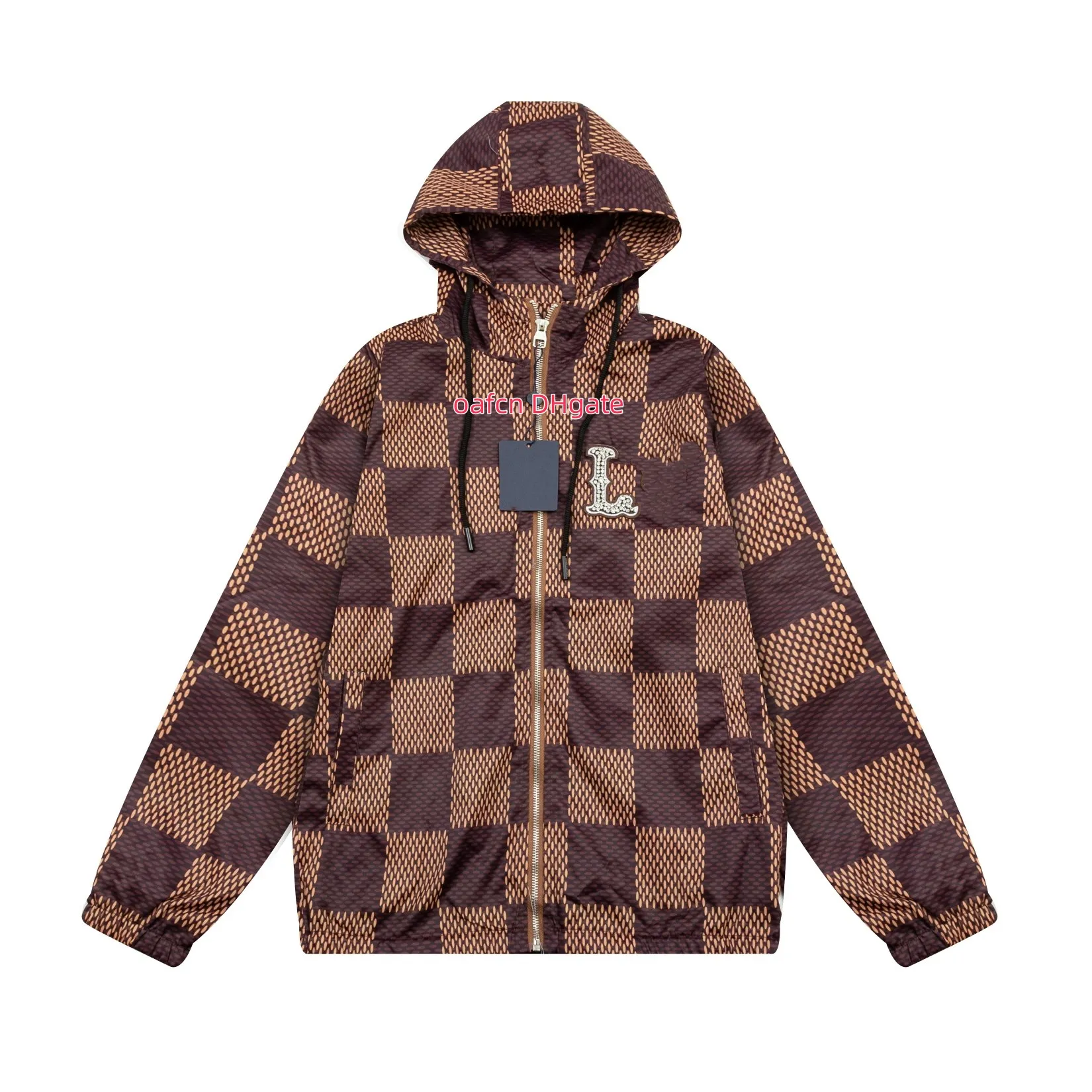 Diamond Logo Windproof Hooded Jacket - Unisex Casual Loose Fit Autumn ...