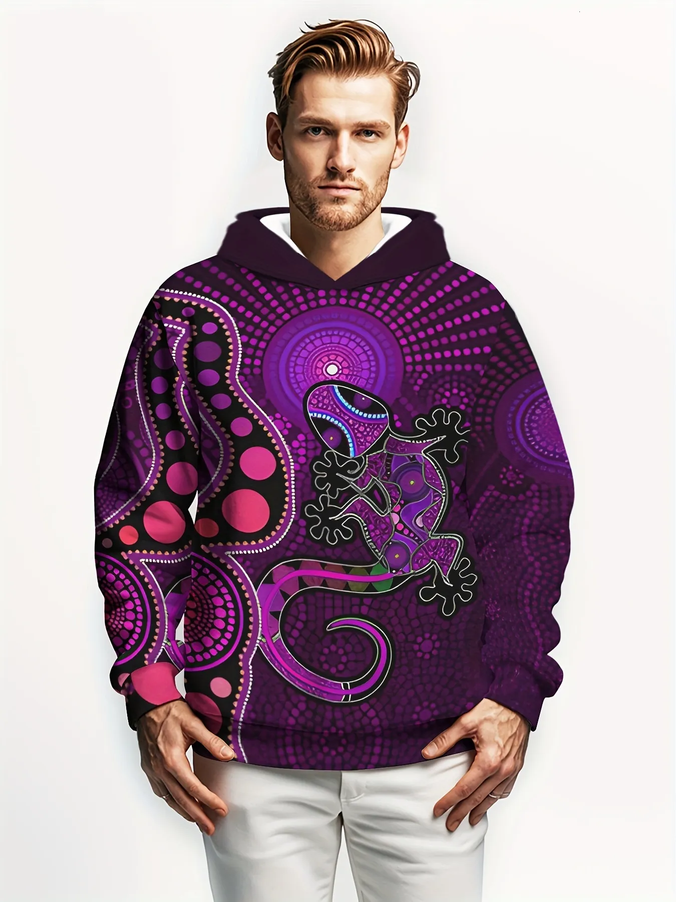 Men's 3D Lizard Pattern Print Hooded Sweatshirt,... From Clothingg, $23 ...