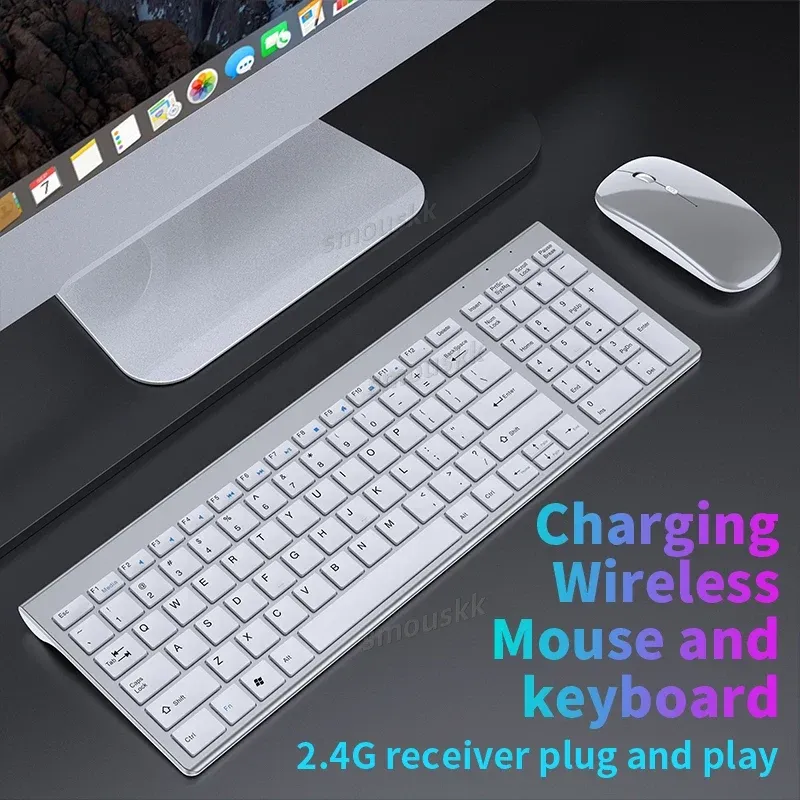 2024Mini Wireless Keyboard Mouse Combo, Bluetooth 5.0 & 2.4G Dual Mode ...