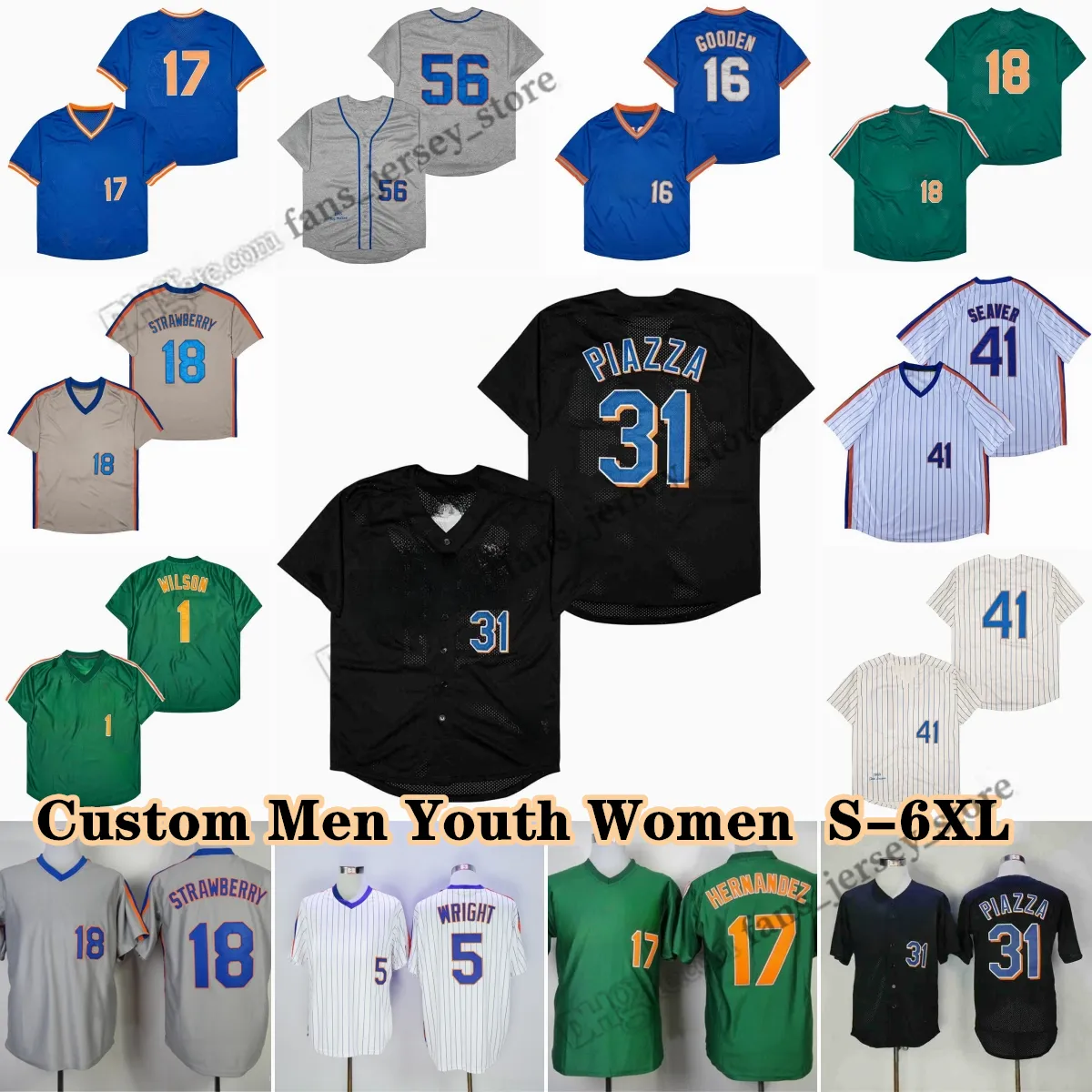 Custom Throwback Baseball Jerseys: 31 Mike Piazza, 41 Tom Seaver, Noah ...