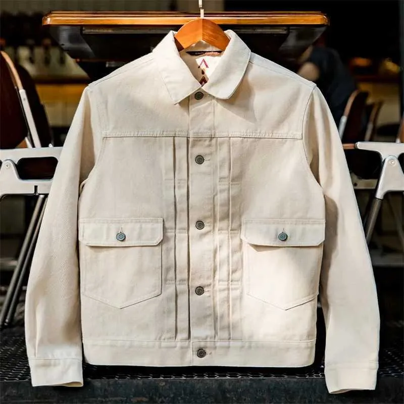 Men's White Denim Jacket - Retro Slim Fit, Cotton, Fashionable ...