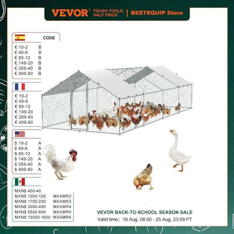 Wholesale VEVOR Large Metal Gates Coop Walk In Chicken Cage For Outdoor ...