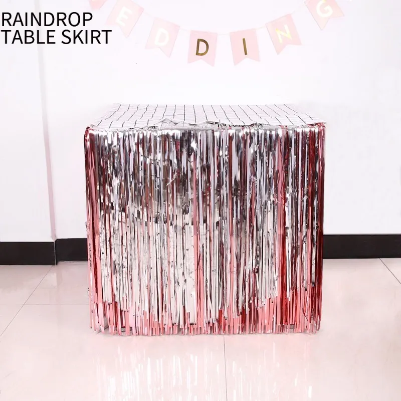 Premium Metal Rain Tinsel Table Skirt - Perfect for Weddings, Parties ...