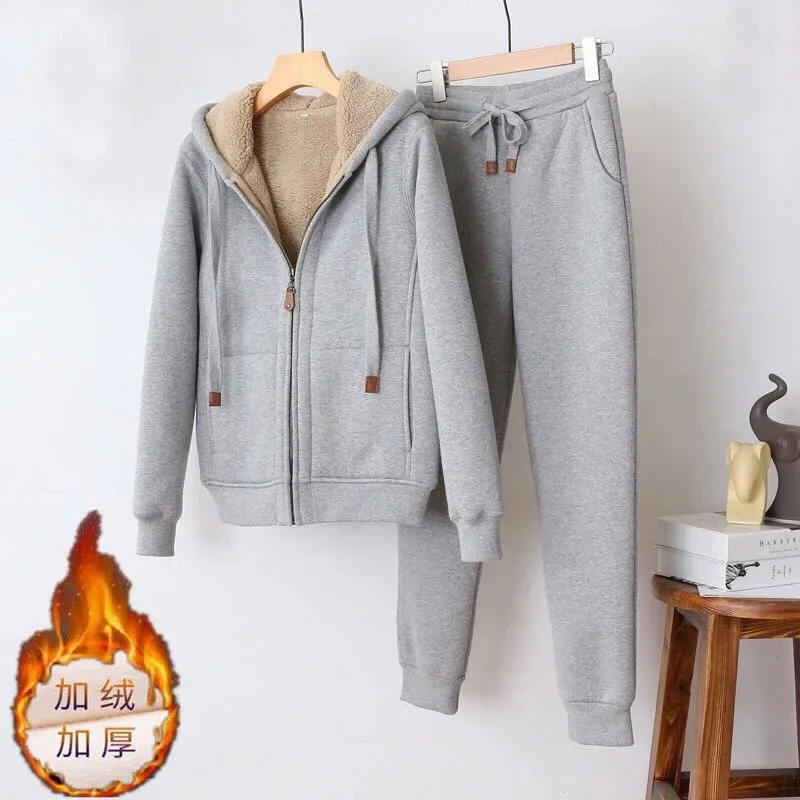 Premium Ladies Fleece Sets: Cozy Two-Piece Sweater Pants Set for Winter ...
