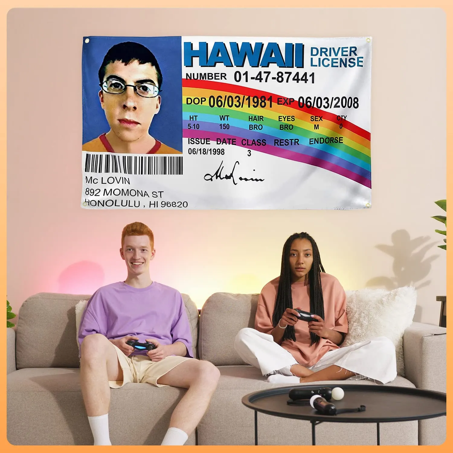 McLovin ID Flag Wall Tapestry Funny Driver License Poster, 3x5FT ...