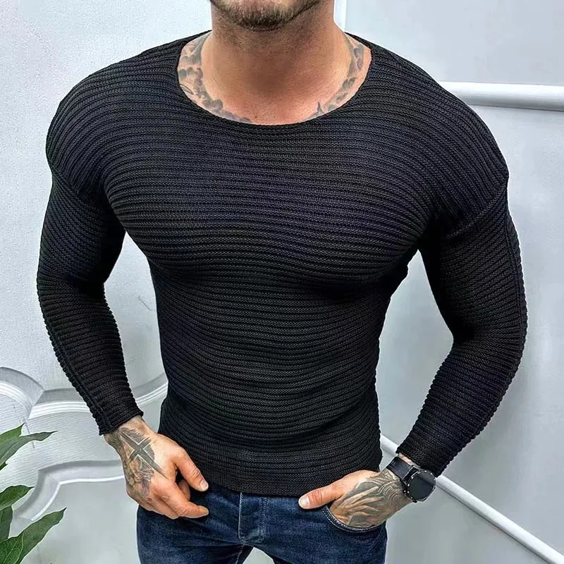 Spring/Autumn Men's Pullover Sweater O-Neck Solid Color Long Sleeved ...