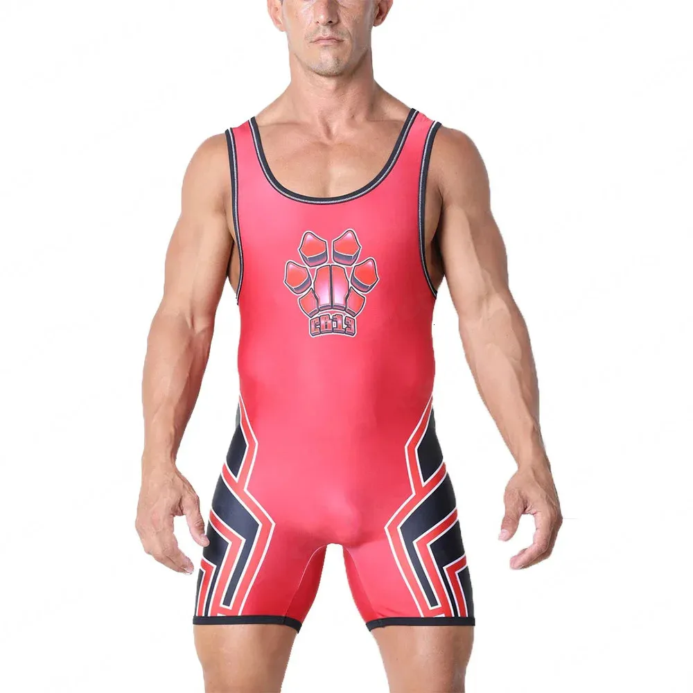 Men's Sleeveless Wrestling Singlet Suit Professional Triathlon Bodysuit ...