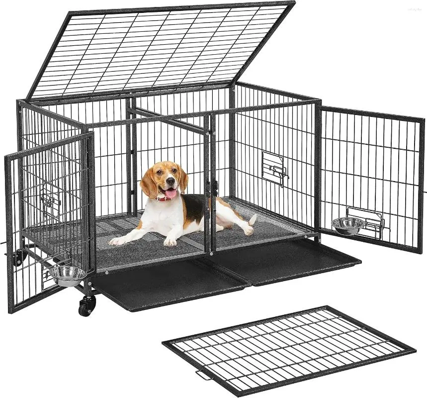 Stackable Dog Crates And Carriers With Divider Heavy Duty 43'' Cage ...