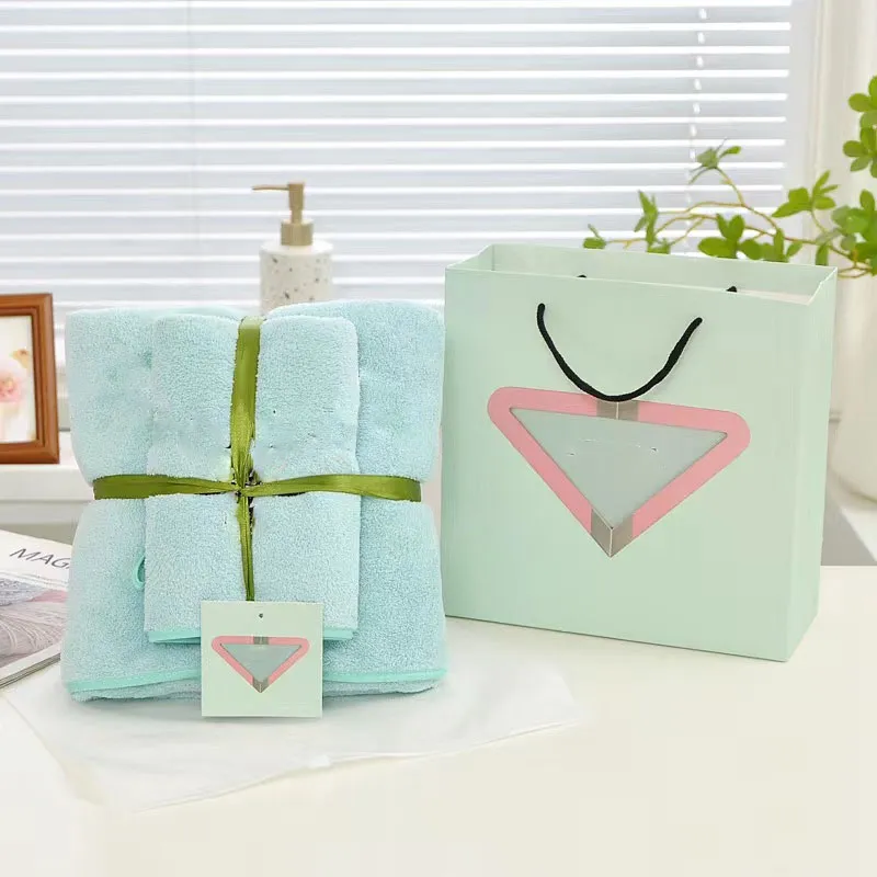 Designer Bath Set with Letter Embroidery Multi-Colors Water Absorbent ...