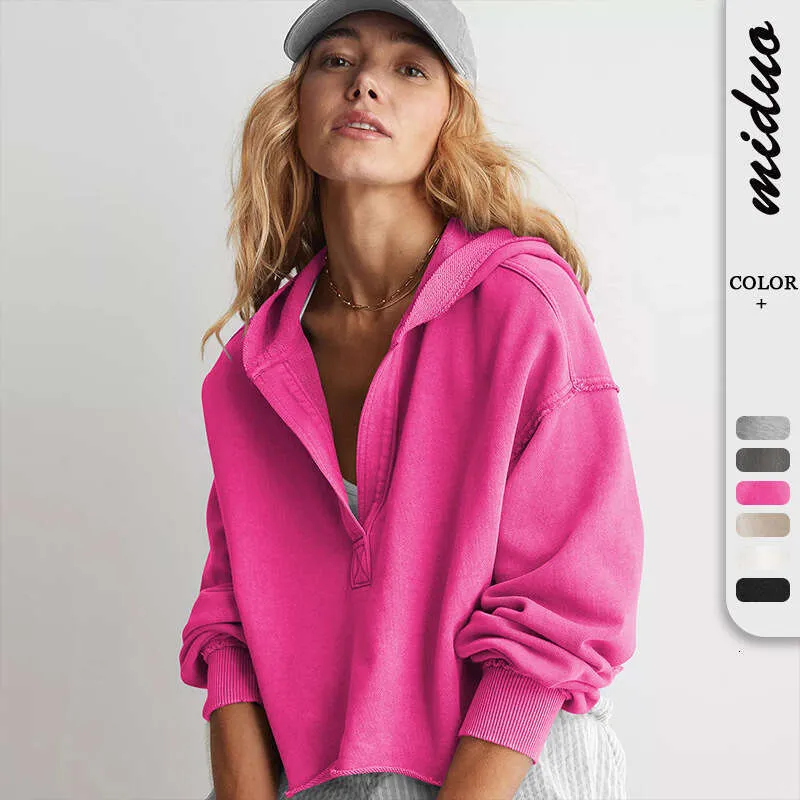 Versatile Semi Open Neck Hooded Woolen Sweatshirt For Women For Yoga ...