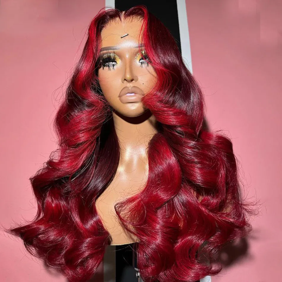 99J Burgundy Body Wave Lace Front Wig: Premium Brazilian Human Hair, HD ...