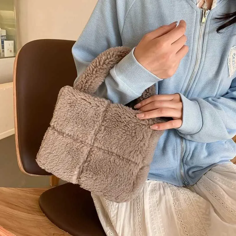 Women's Corduroy Handbag with Geometric Interior - Soft, Solid, Buckle ...