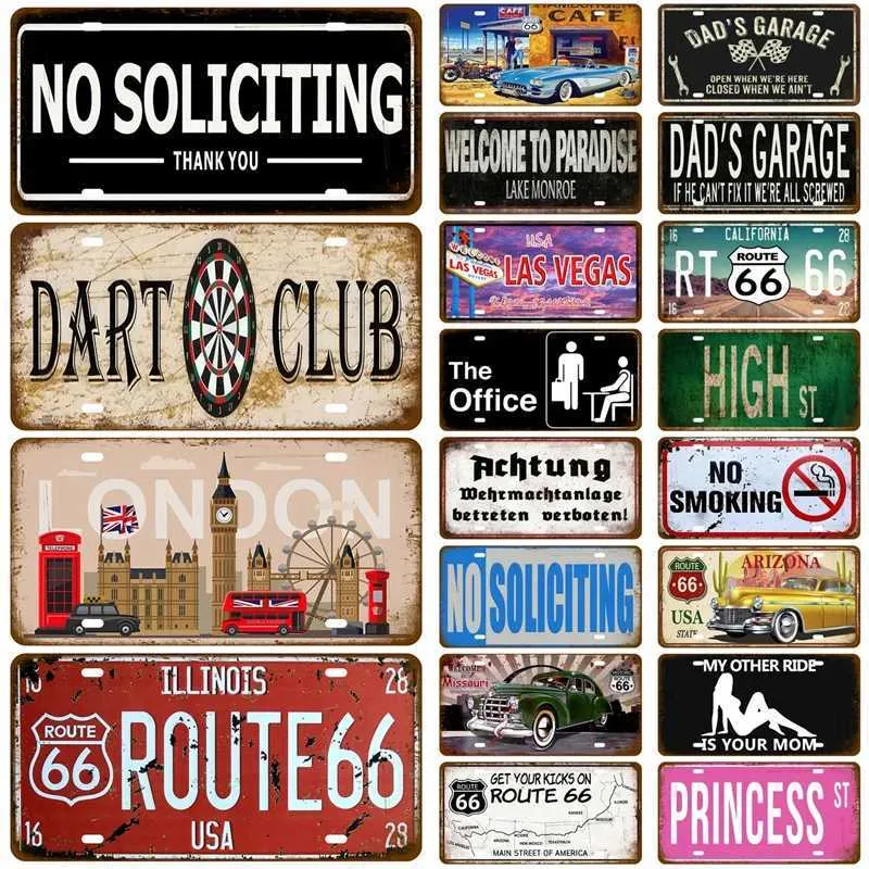 Retro Route 66 Tin Signs For Garage Vintage Garage Craft Wall Art ...