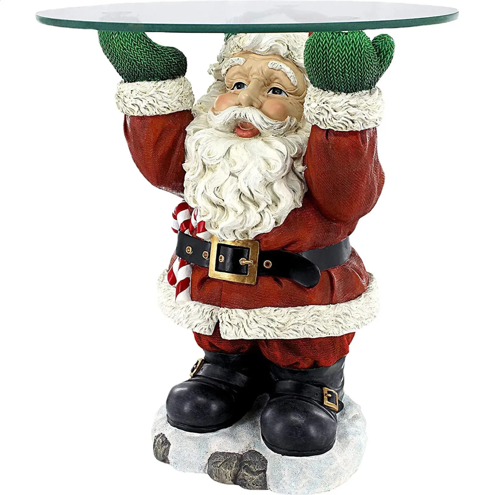 Decorative Santa Claus Figurine With Serving Tray Resin Christmas ...
