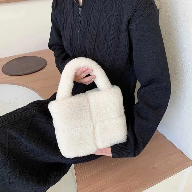 Women's Corduroy Handbag with Geometric Interior - Soft, Solid, Buckle ...