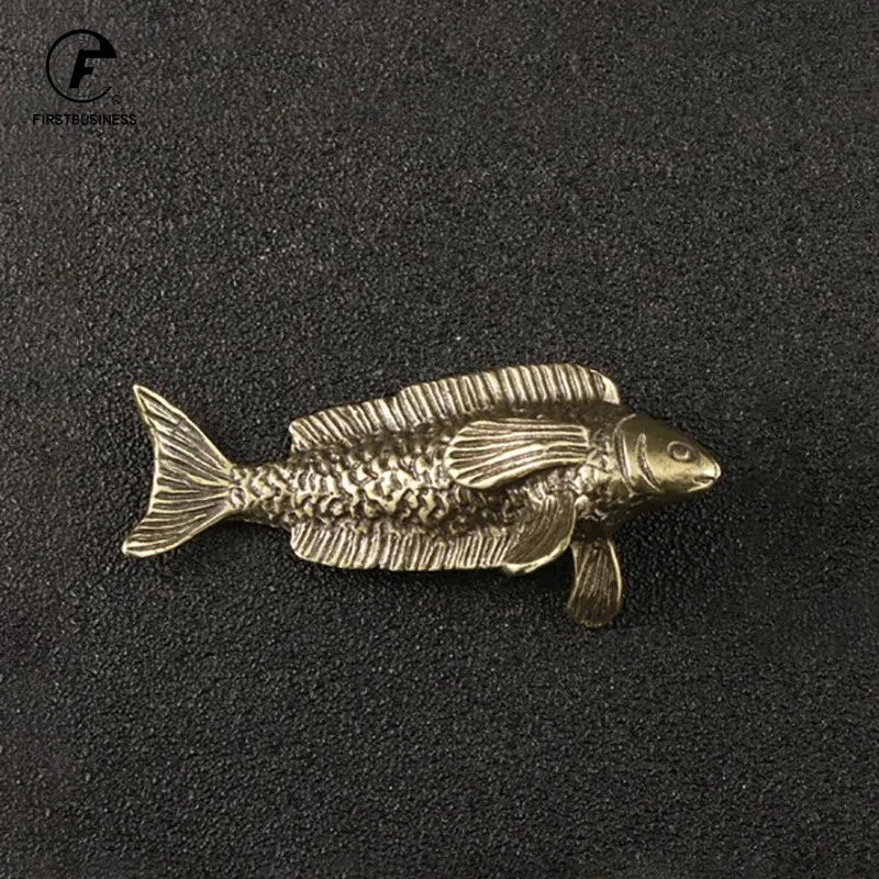 Antique Brass Arowana Fortune Gathering Goldfish Mascot Small Statue ...