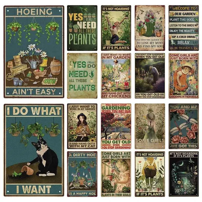 Retro Metal Tin Sign: Humorous Garden Theme, Vintage Style Metal Poster ...