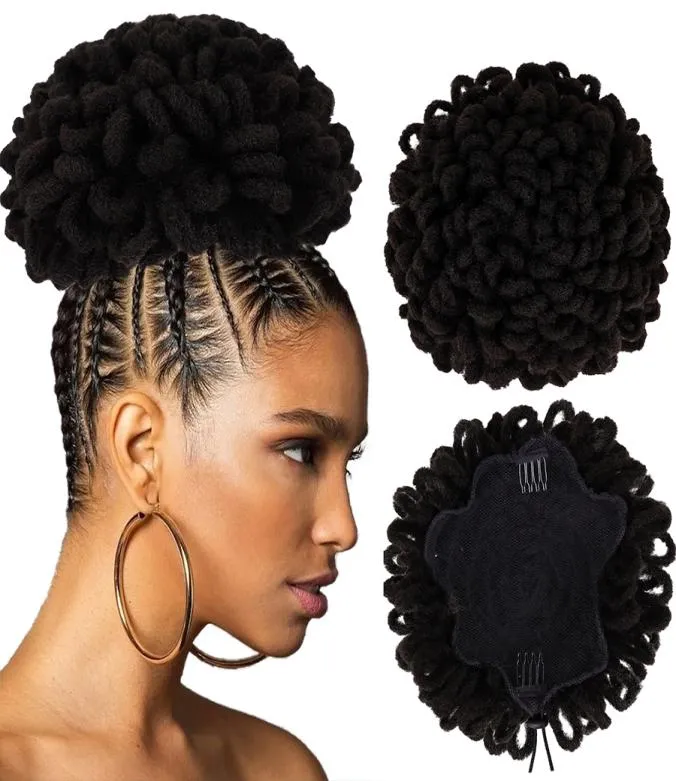 Dreadlock Afro High Puff Drawstring Ponytail Hair Bun Synthetic ...