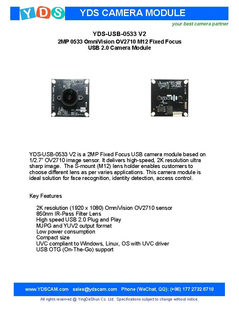 2MP High-Quality USB Camera Module - Fixed Focus, Perfect for Embedded Systems & More! Shop Now ...