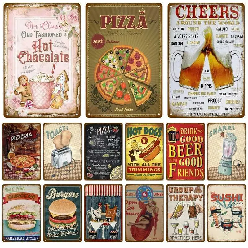 Retro Hot Dog Decor: Vintage Metal Sign for Kitchen, Diner & Bar - Shop ...