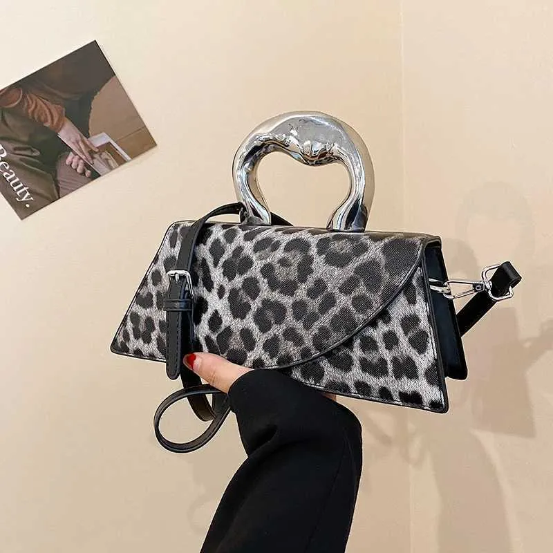 Leopard Print Designer Top Handle Handbag - PU Leather Shoulder Bag for ...