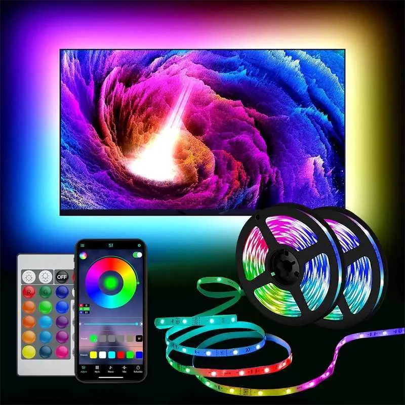 Remote Control RGB LED Strip Warm White Bedroom TV Wall & Living Room ...