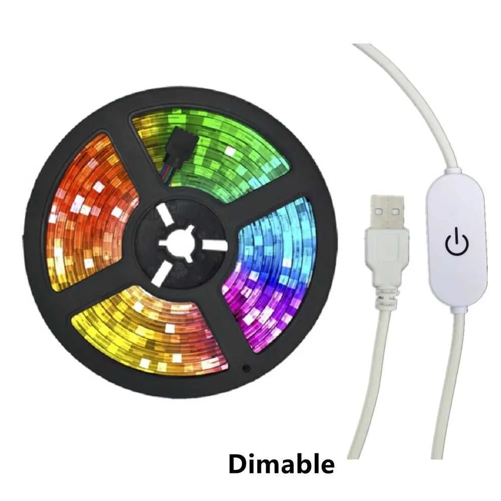 Dimmable USB LED Light Strip for TV & Computer - Flexible Diode Backlight, Multiple Lengths ...