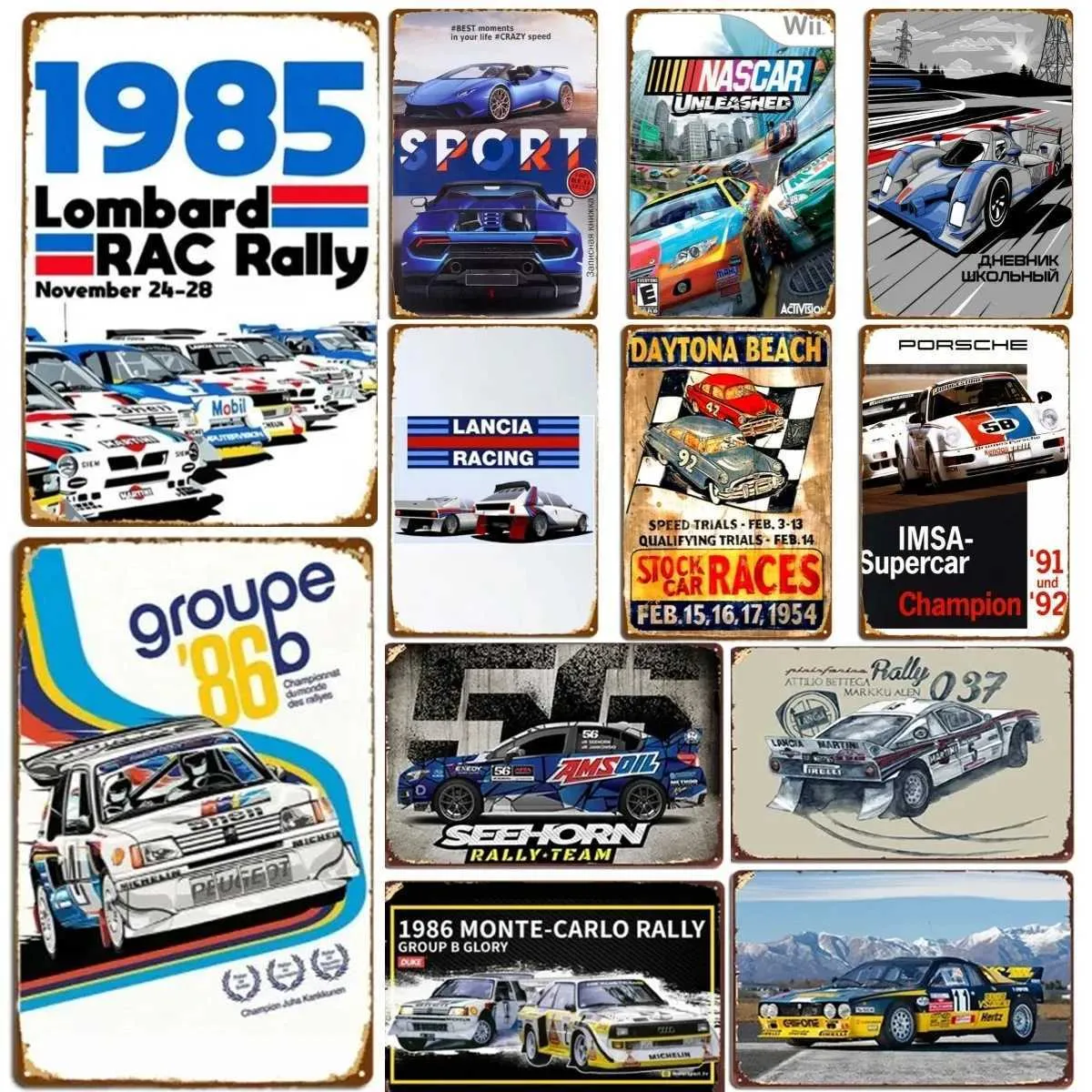 Racing Car Metal Tin Sign 12x8 Inch Retro Vintage... From Taiho_shop ...