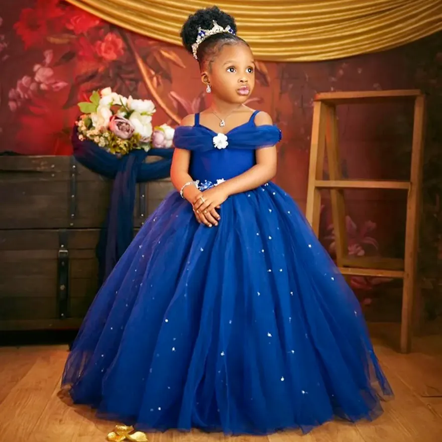 Royal Blue Princess & Queen Plus Size Gowns With Pearls, Tiered Tulle ...