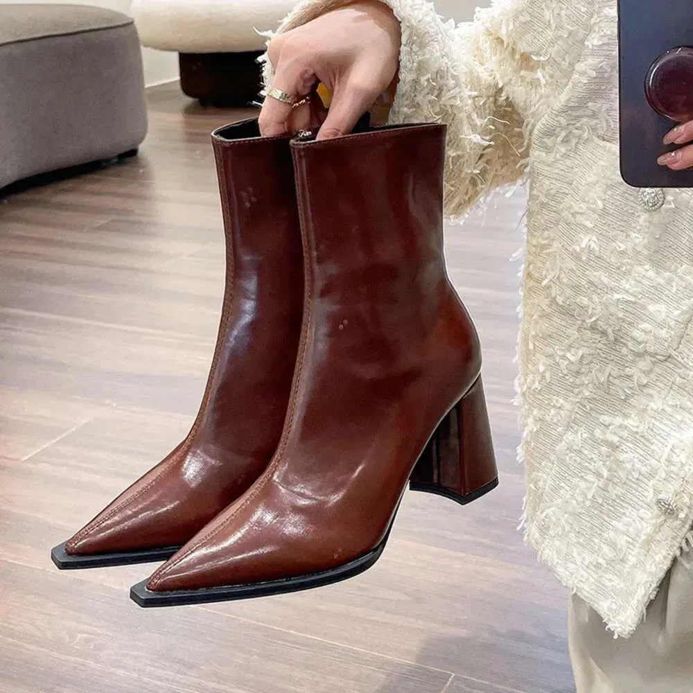 Elegant Pointed Toe Ankle Boots - Premium Leather, Back Zipper Design ...