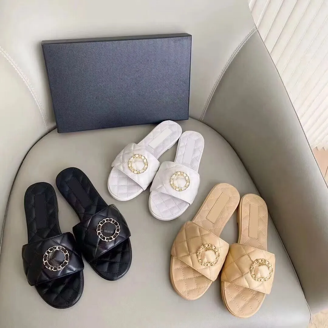 Women Designer Slippers Flat Sandals Summer Slides Shoes Beach Sandal ...