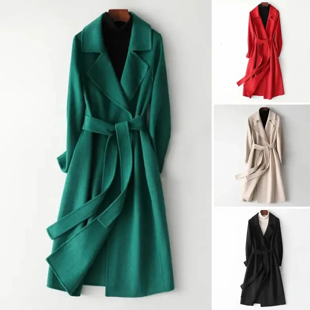 Womens Elegant Long Wool Coat With Autumn And Winter Fashion Solid Long ...