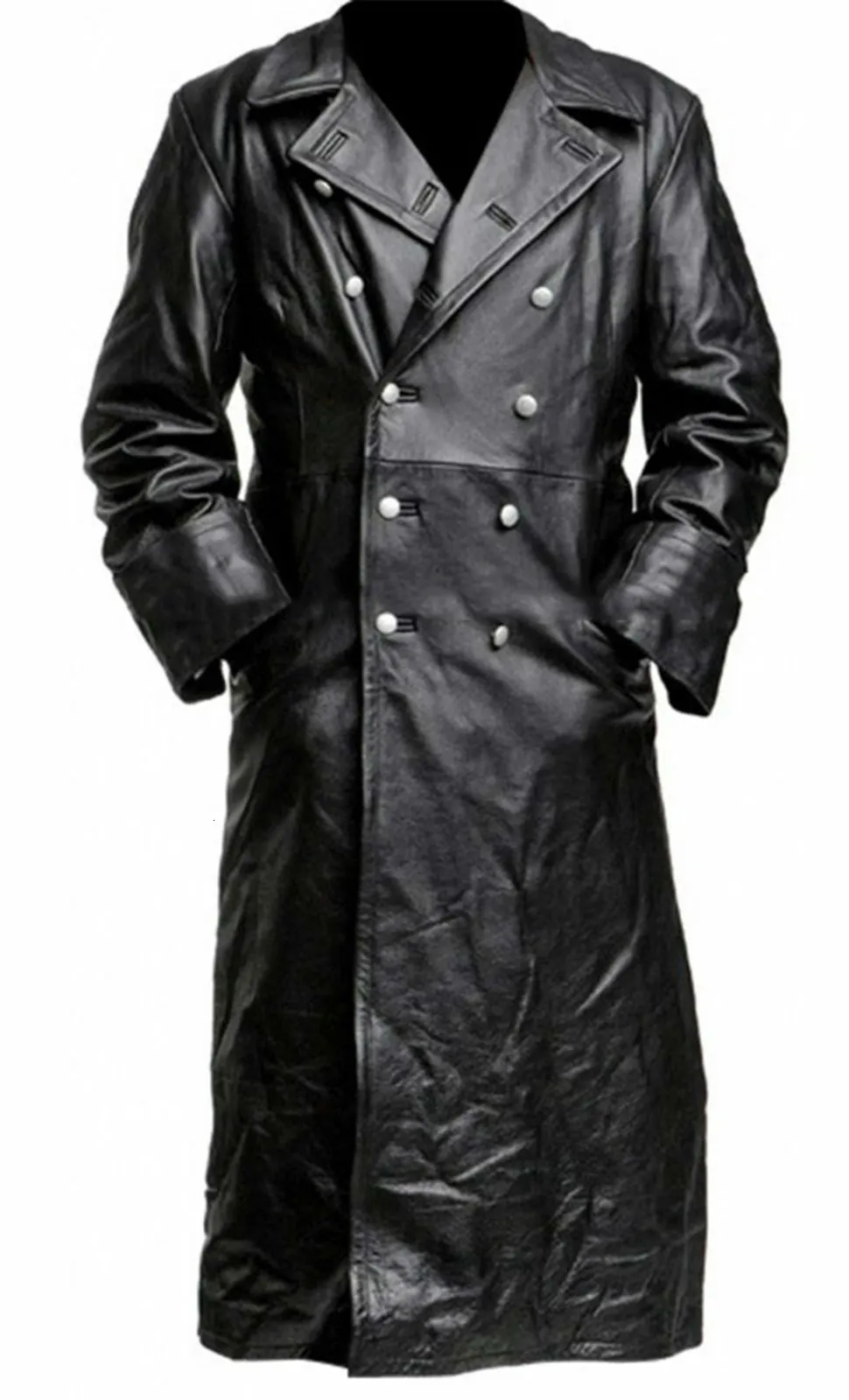 MENS GERMAN CLASSIC WW2 MILITARY UNIFORM OFFICER BLACK REAL LEATHER ...
