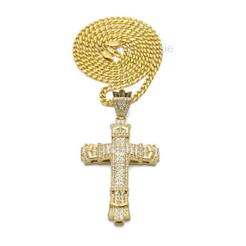 Men's Hip Hop Jewelry: 24 Iced Out Cross Pendant Gold Diamond Cross ...