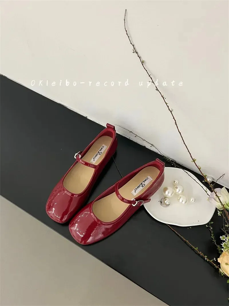 Wholesale 241016 Mary Jane Ballet Shoes Womens Patent Leather Red Flat ...